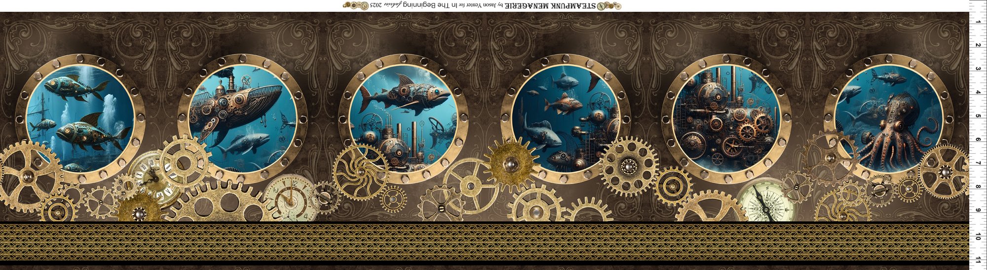 Steampunk Menagerie - Border Multi — Fabric Shack