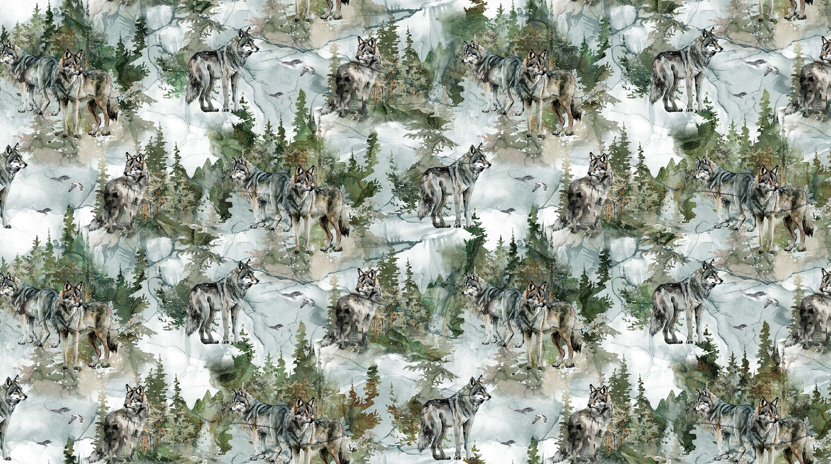 Lone Wolf - Wolf Forest Teal — Fabric Shack